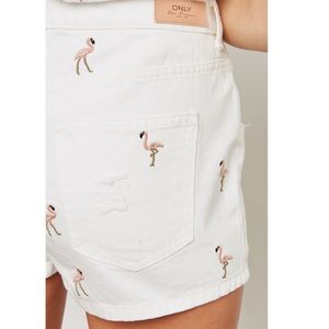 Zara | Shorts | Zara Flamingo Embroidered Shorts | Poshmark